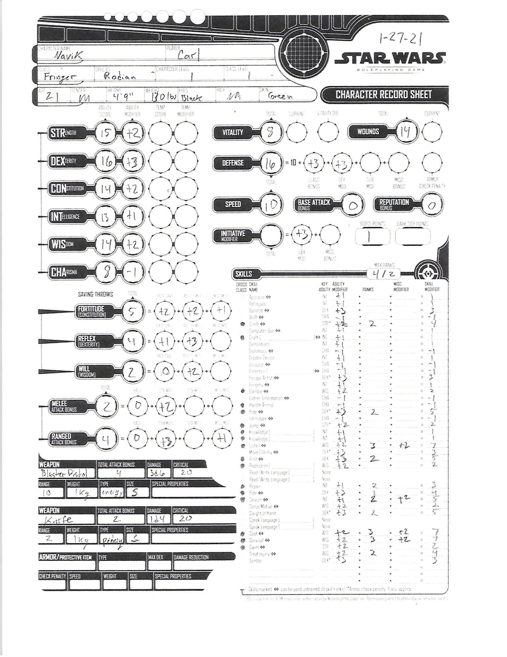 Character Creation Challenge Day 27: Star Wars Roleplaying Game ...
