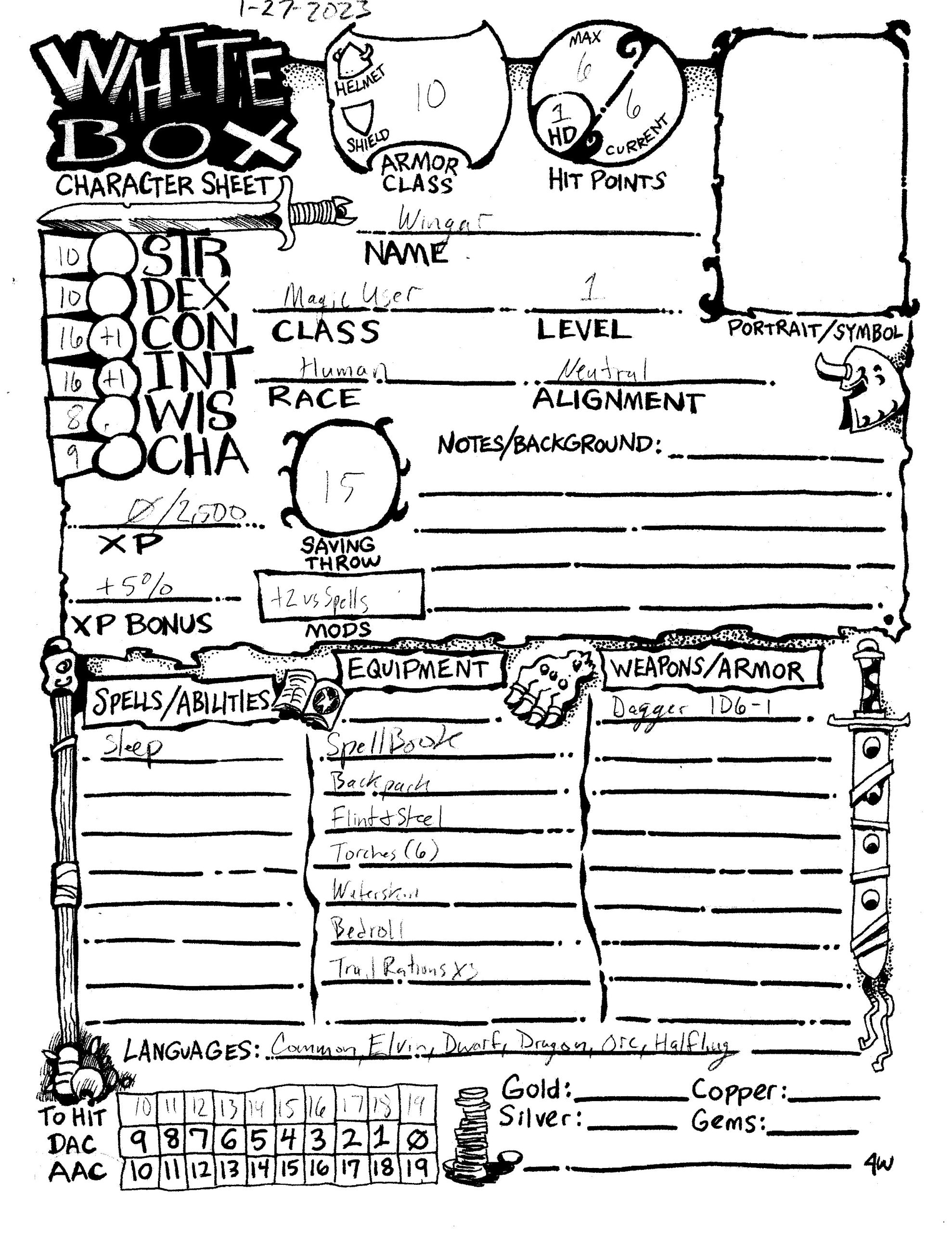 2023 Character Creation Challenge Day 28: White Box Fantastic Medieval ...